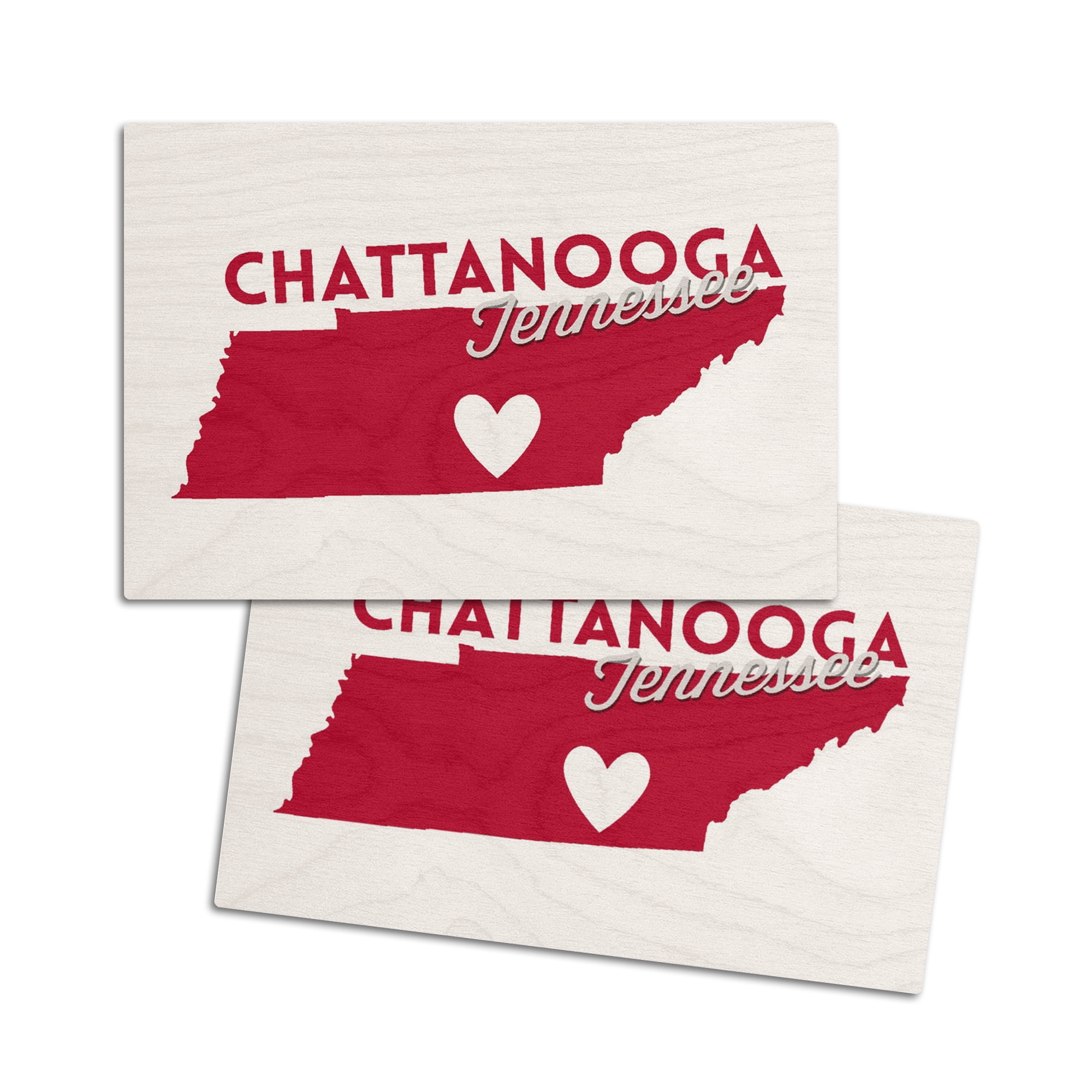 Chattanooga, Tennessee, State Heart Outline, Contour (4x6 Birch Wood ...