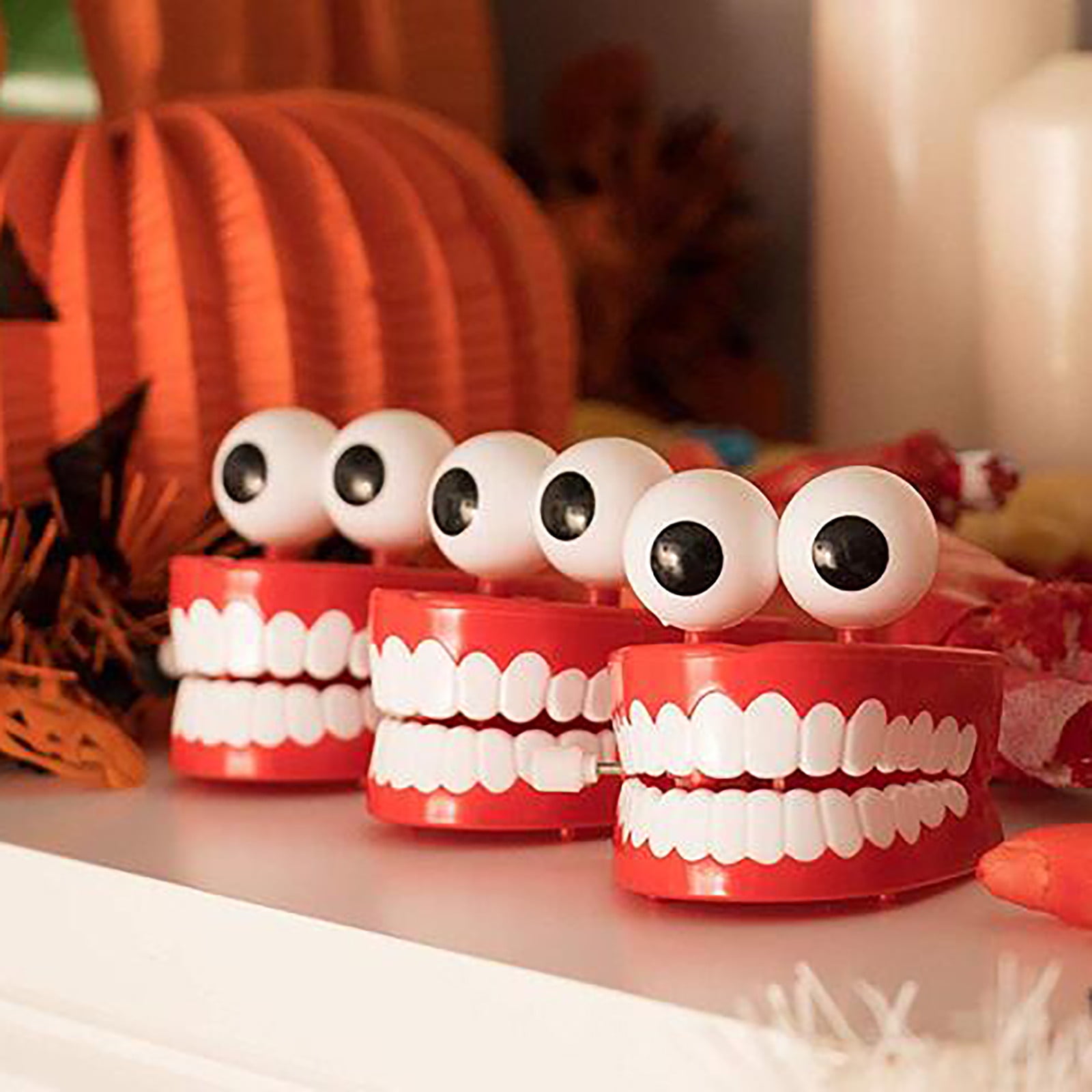 Chattering Teeth Wind up Toy: Walking Teeth Toy with LED Eyes Funny ...