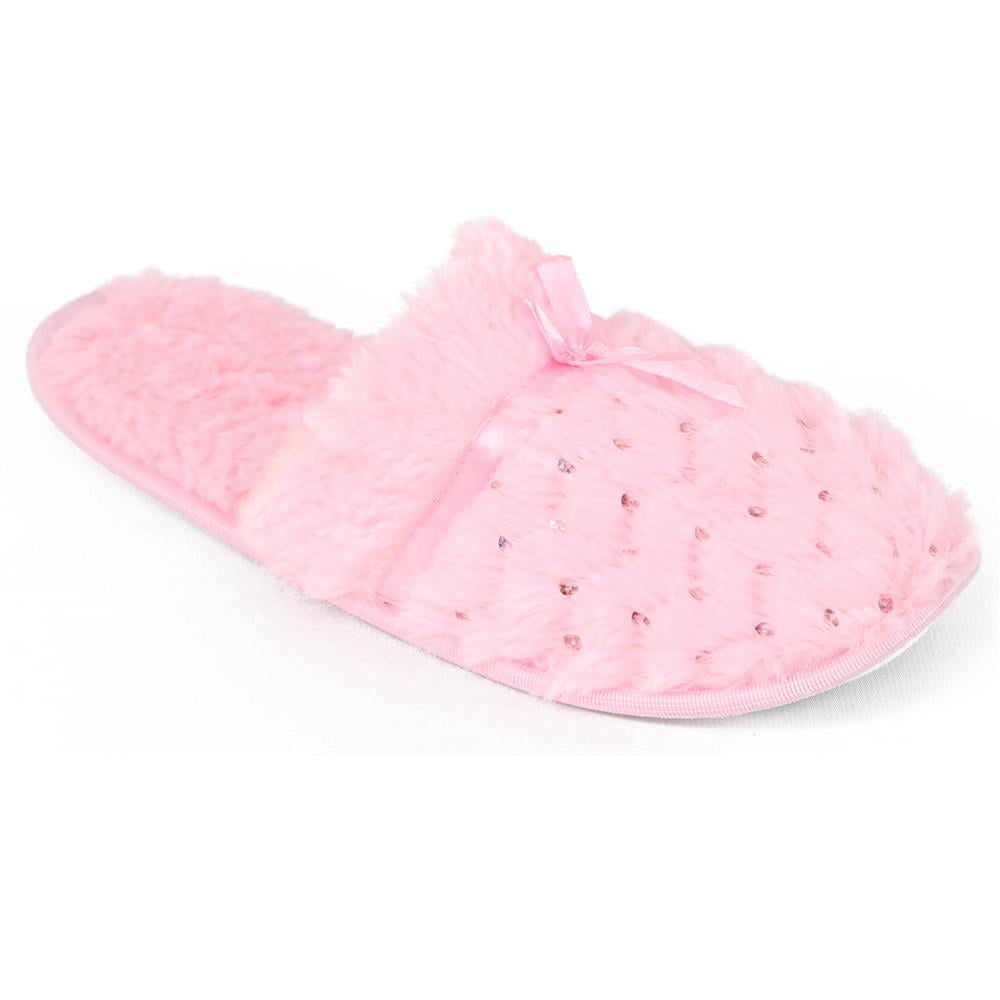Chatties Womens Plush Sequin Slippers(Light Pink 7/8) - Walmart.com