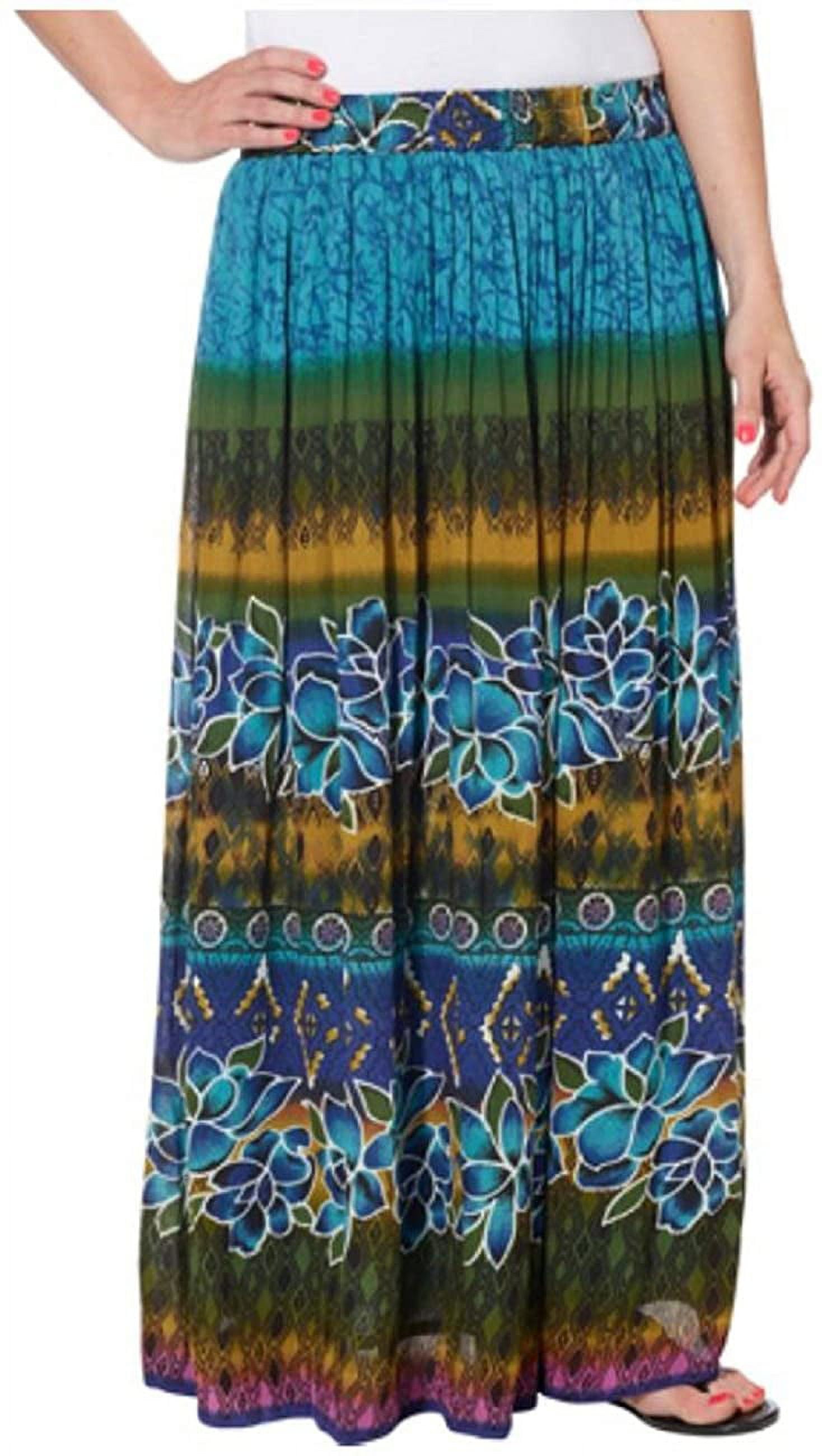 Chaudry Women's Long Length Pull-On Skirt-Boho, Peasant,Gypsy (Small ...