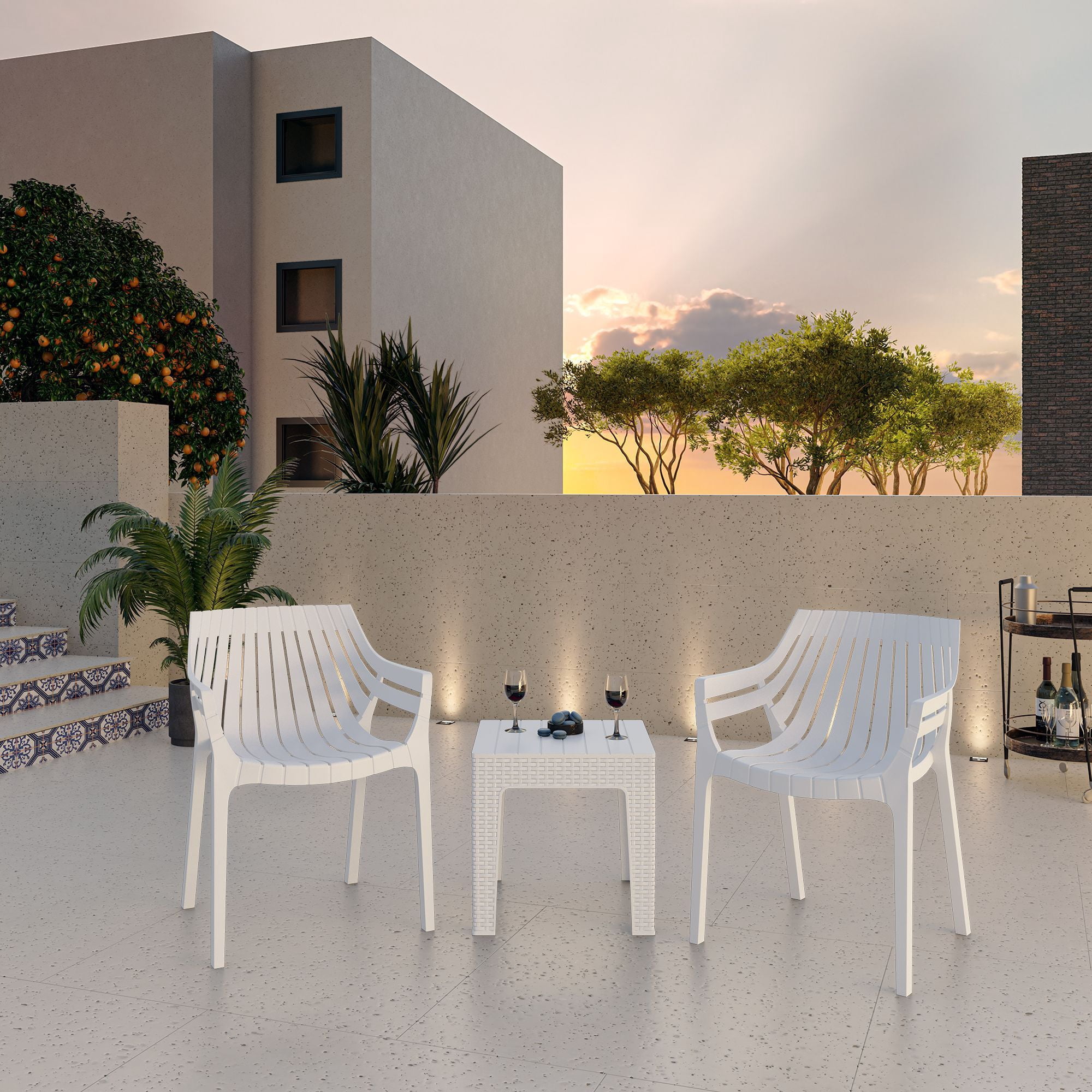 Chauncey Chairs and Trillia Table Set, White - Walmart.com