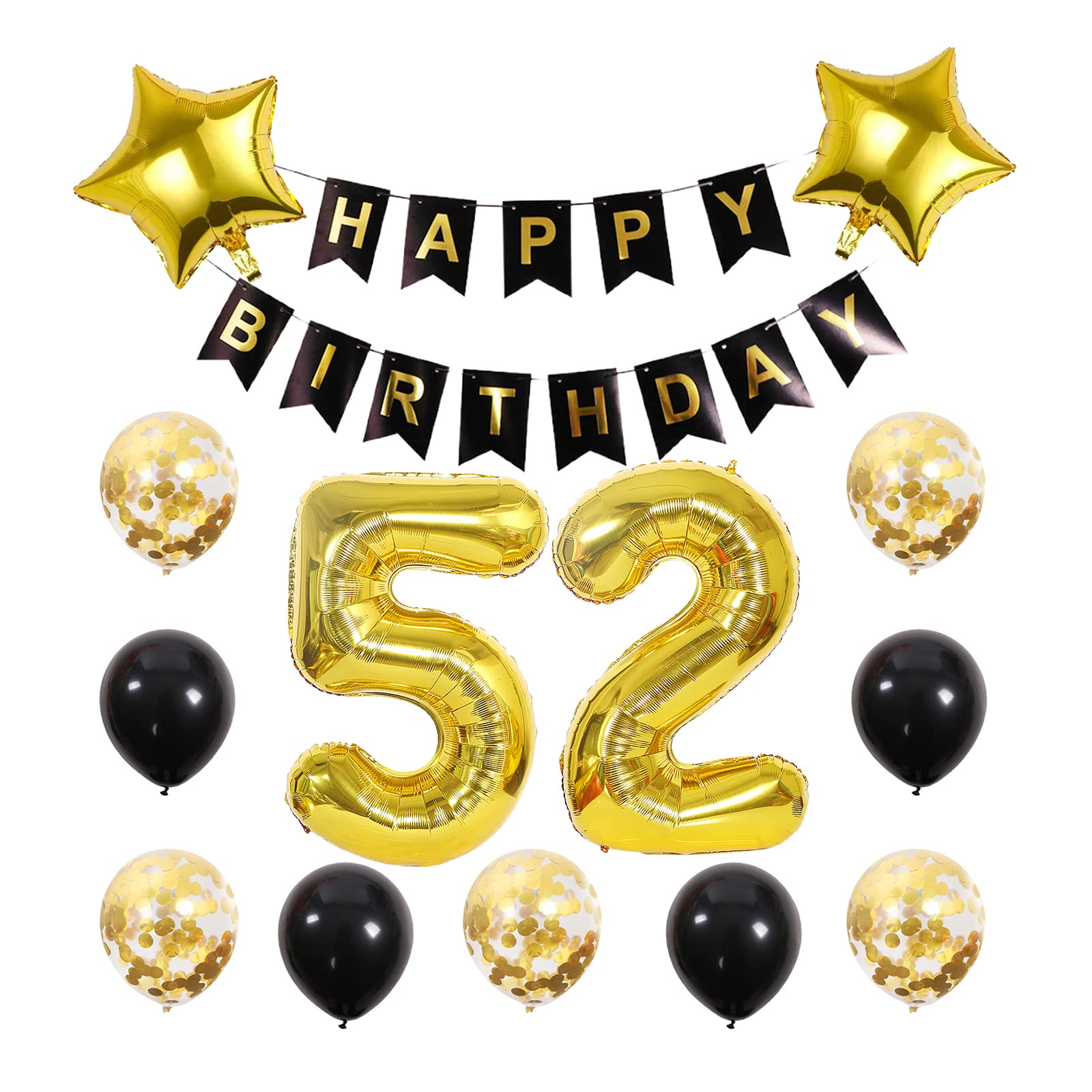 Chaungfu52 Birthday Party Supplies Gold Number AFN152 Foil Happy ...