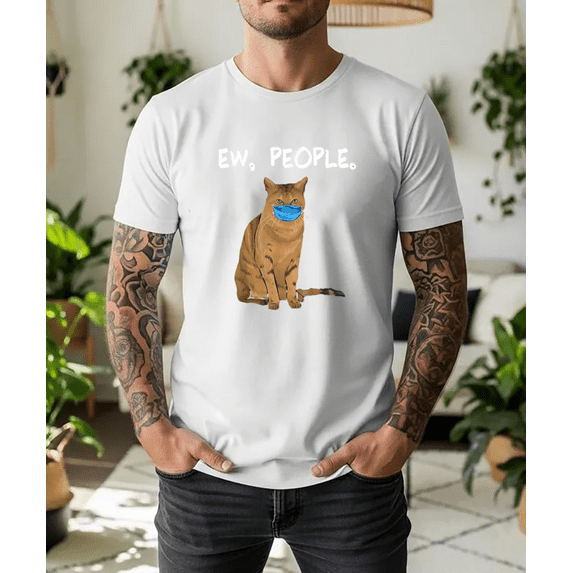 Chausie Cat Ew People Funny Face Mask Introvert Sarcastic Unisex T ...