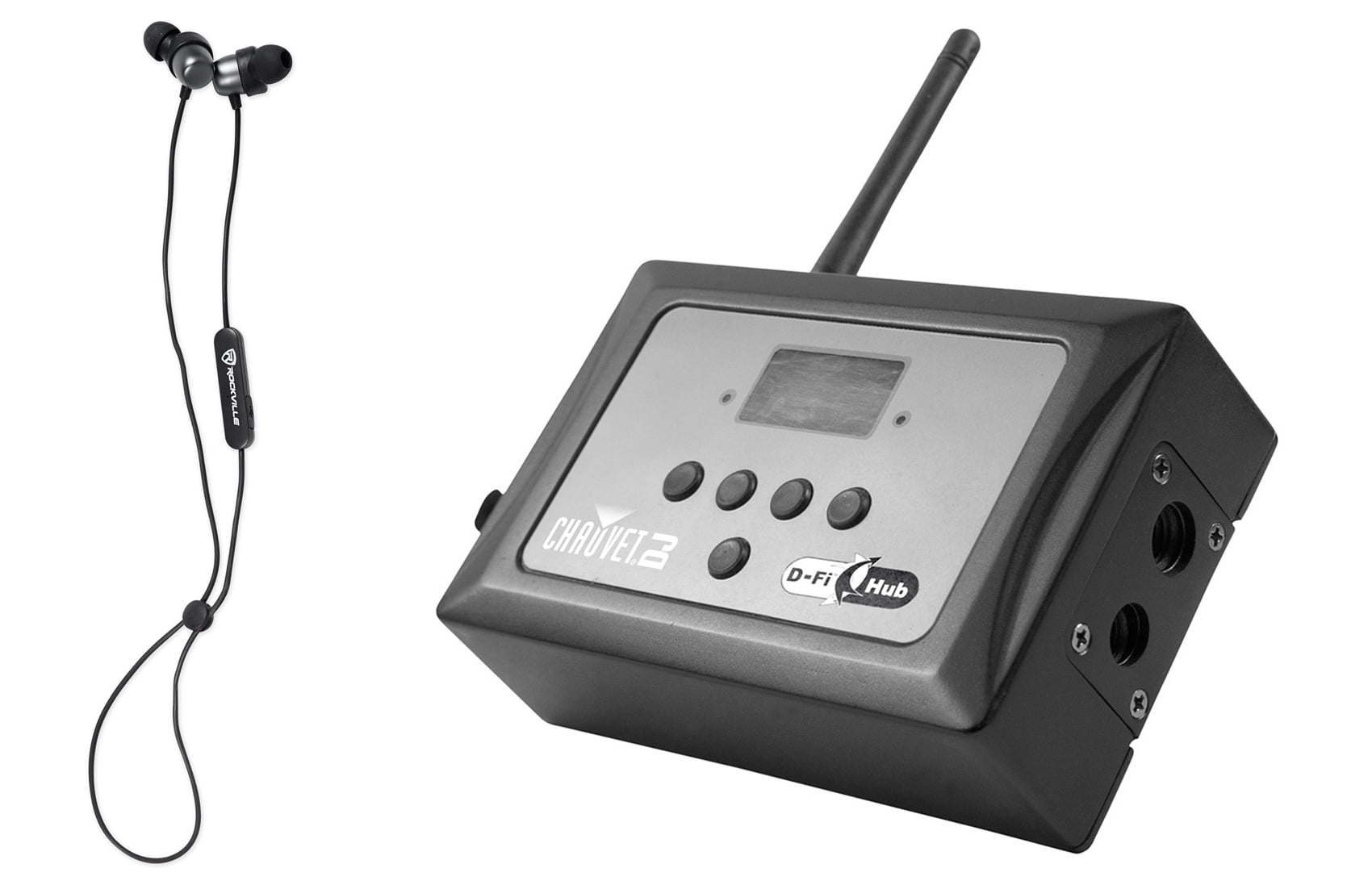 Chauvet D-Fi Hub Compact Wireless DMX Transmitter/Receiver + Earbuds ...