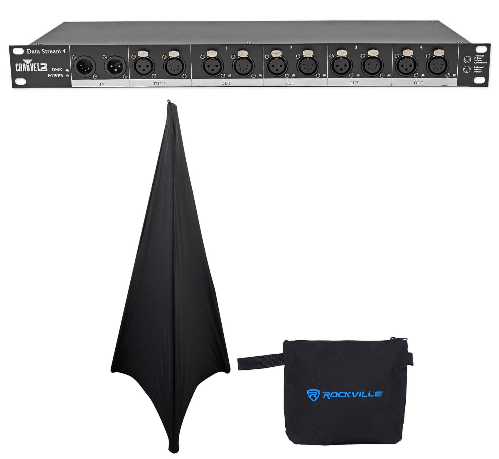 Chauvet DJ Data Stream 4 Datastream 1 - 4 Optical Splitter+Scrim Cloth ...