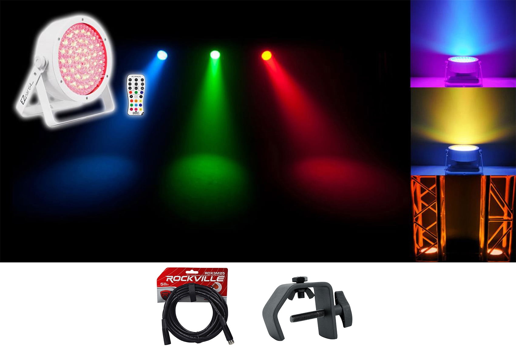 Chauvet DJ EZpar 64 RGBA Rechargeable White SlimPar Par Wash Light ...