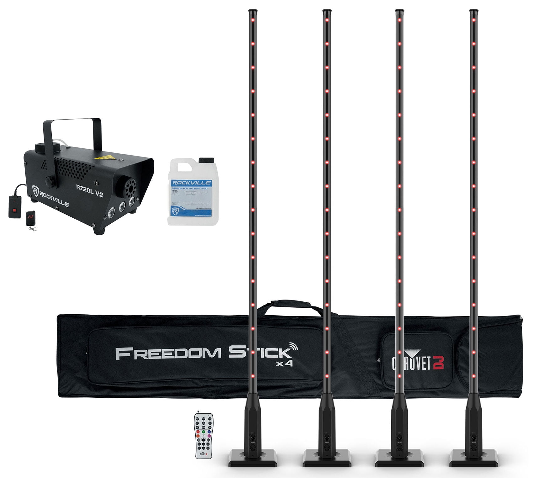 Chauvet DJ Freedom Stick X4 4 Wireless Battery RF DMX Light Sticks ...