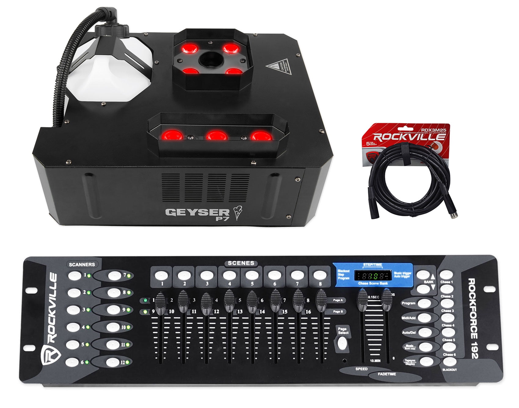 Chauvet DJ GEYSER P7 Fog Machine, 7 x 9W RGBA+UV LEDs, Wireless Remote ...