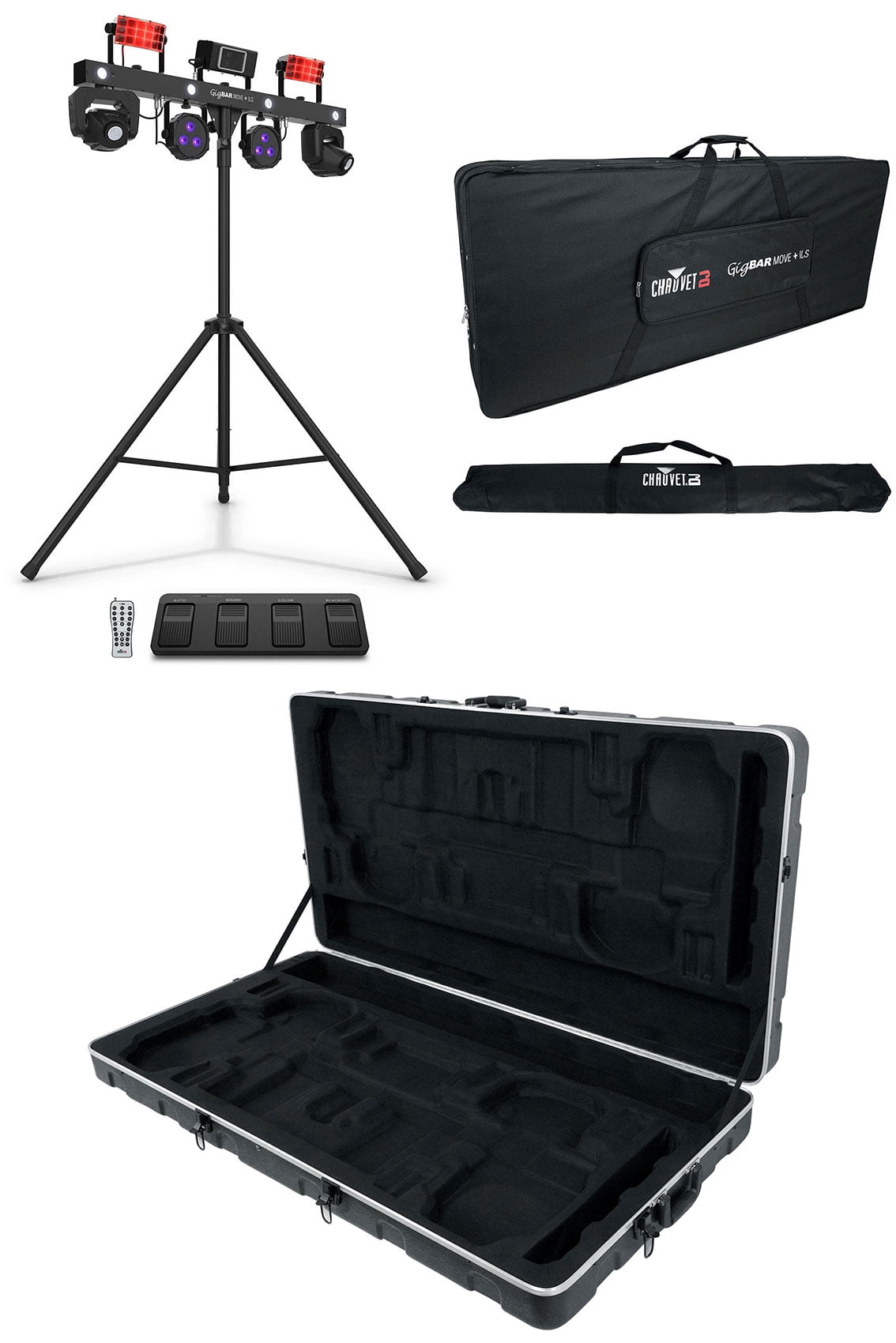 Chauvet DJ GigBAR MOVE + ILS Lighting System w/ Tripod+Footswitch+Remote+Case - Walmart.com