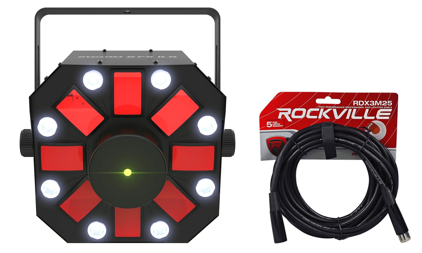 Chauvet DJ Swarm 5 FX ILS RGBAW LED Rotating Derby/Laser/Strobe Light ...