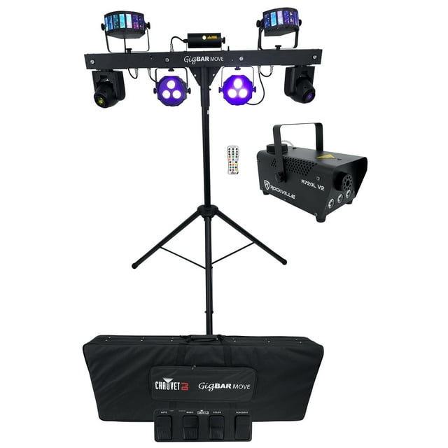 Chauvet Gig Bar Move Moving Head Derby Wash Strobe Laser Lights+Stand ...