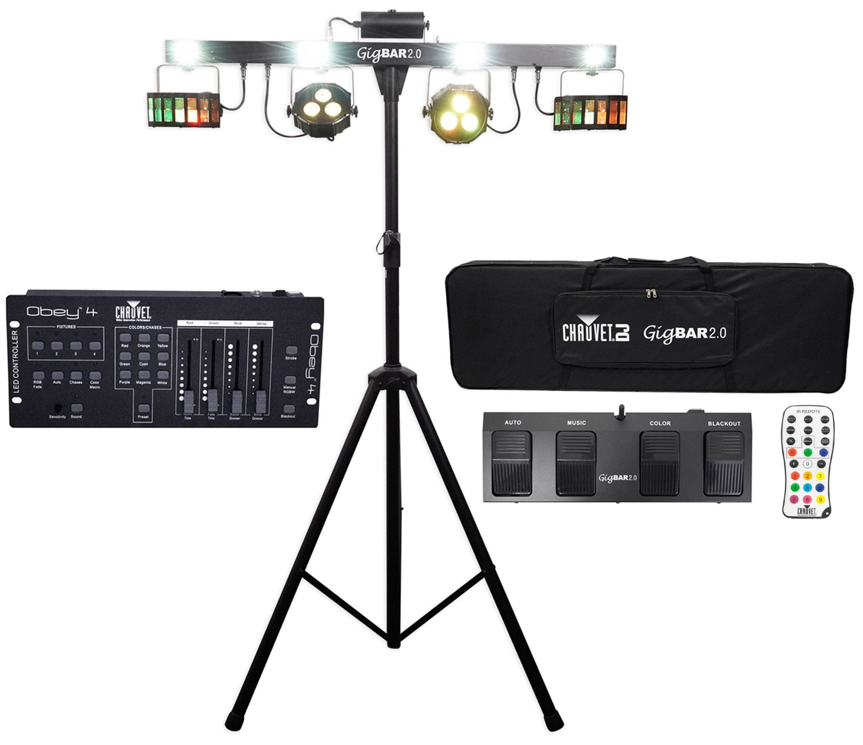 Chauvet GigBar 2.0 DMX Light FX Bar w/Tripod+Footswitch+Remote+Bag ...
