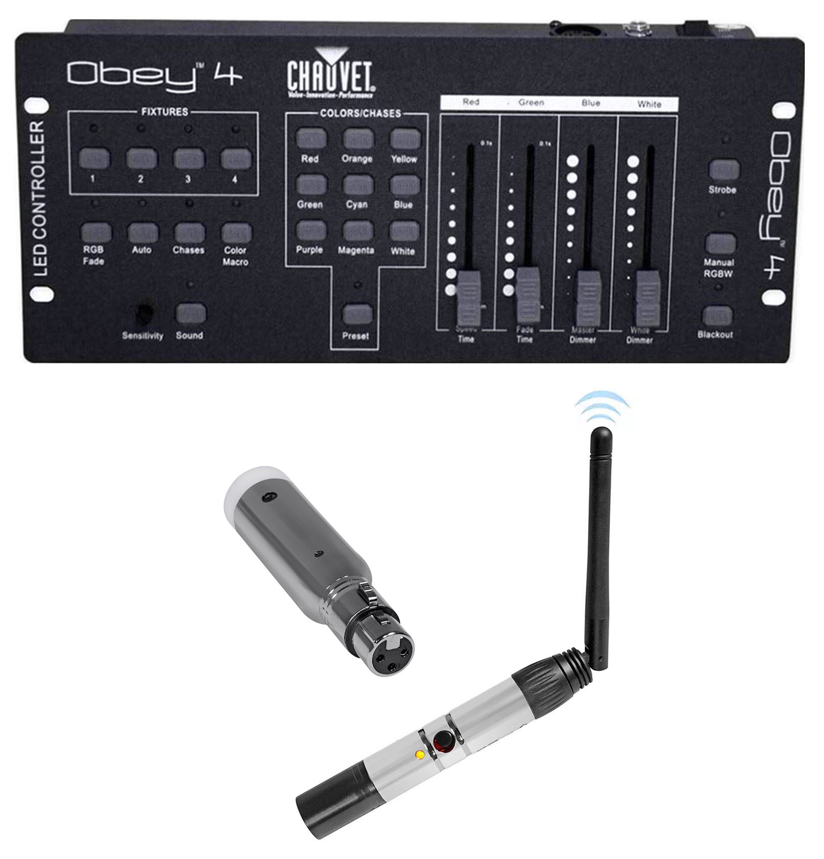 Chauvet Obey 4 Channel Wireless DMX-512 Light Controller+Receiver ...