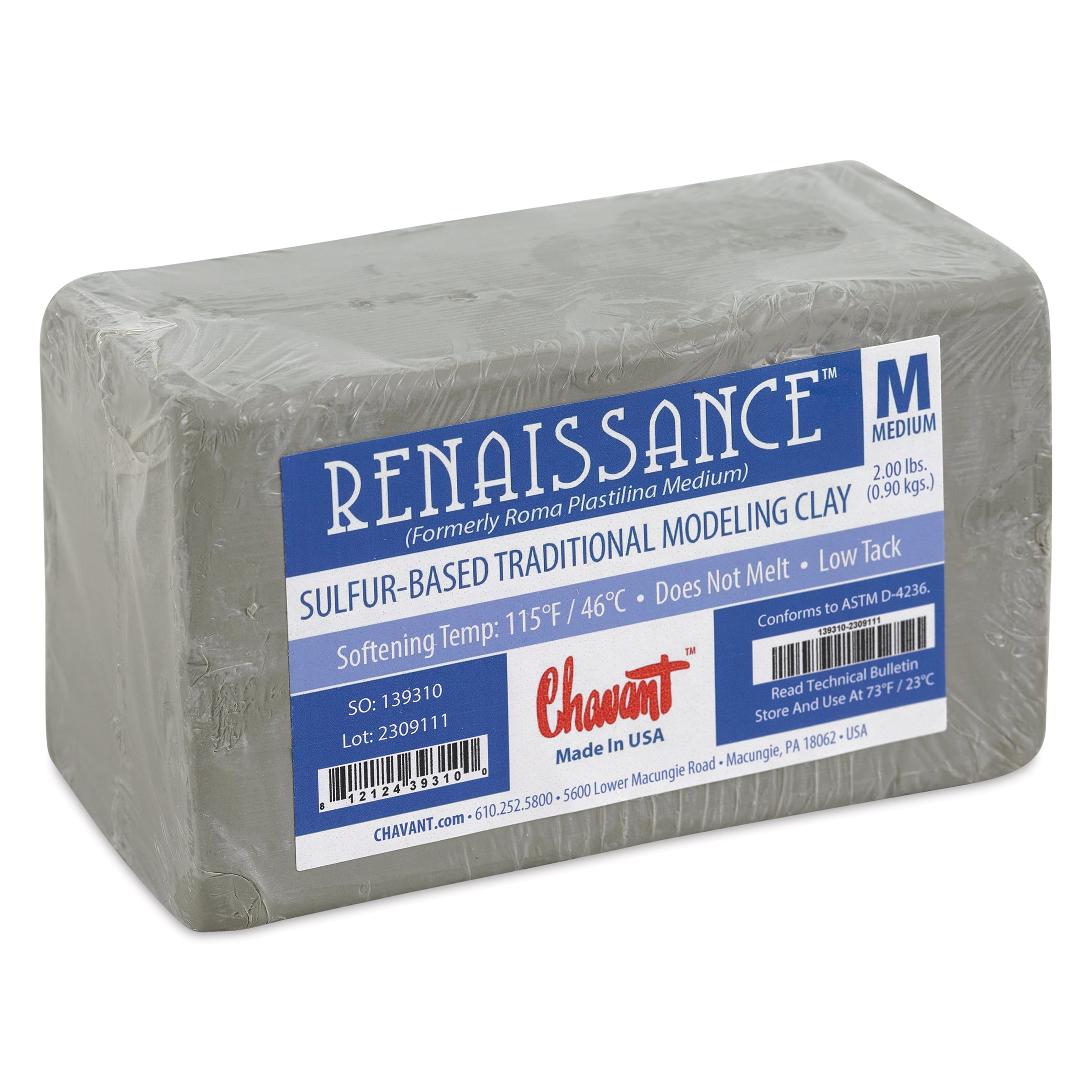 Chavant Renaissance Modeling Clay - 2 lb, Gray-Green, Medium - Walmart.com