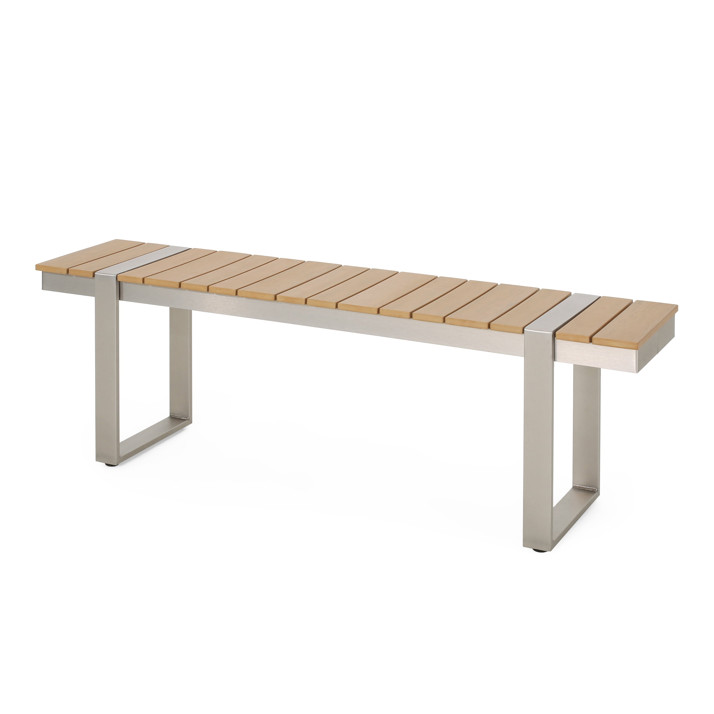 Chaves Outdoor Aluminum Dining Bench, Natural, Silver - Walmart.com