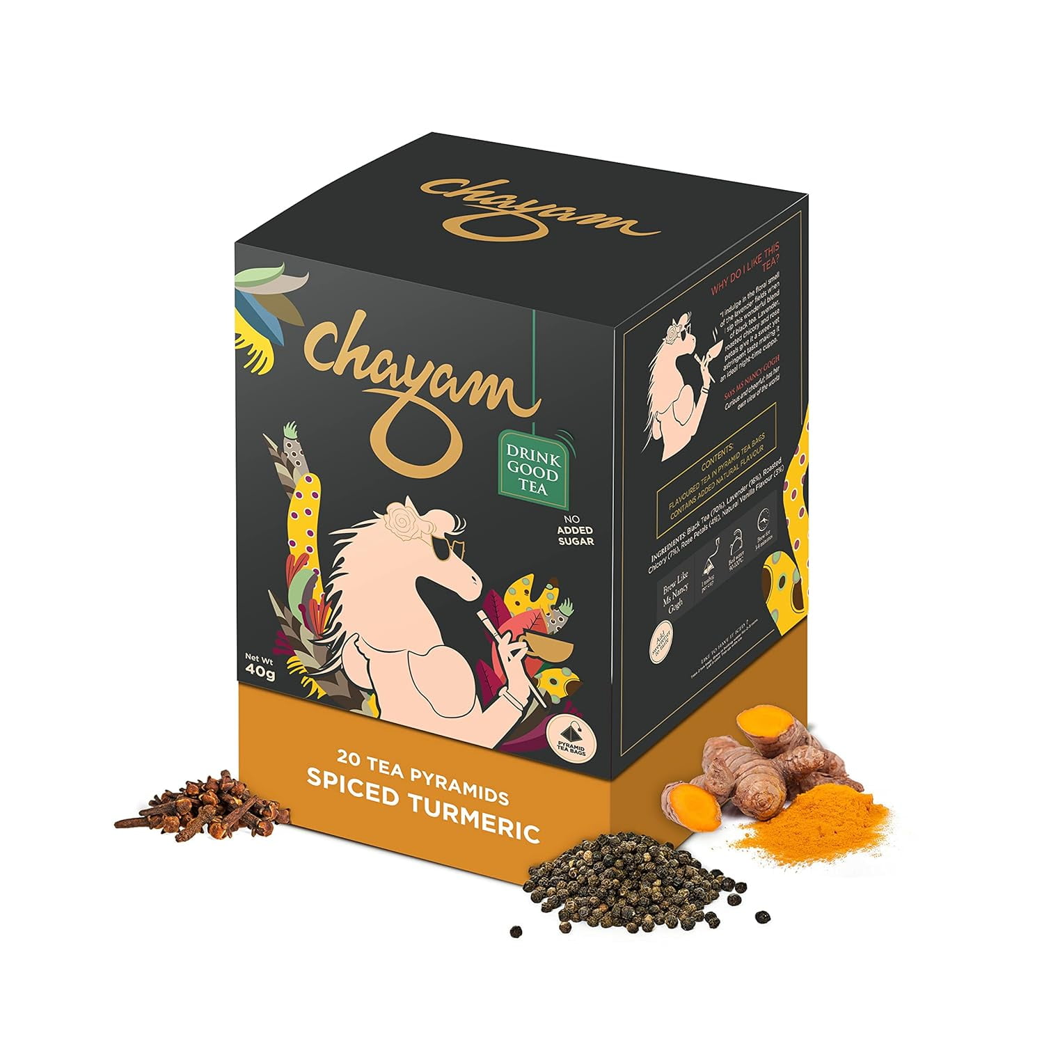 Chayam Spiced Turmeric Tea - 20 Pyramid Tea Bags | Blended With ...