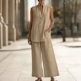 Chbgutlmr 2 Piece Cotton Linen Outfits for Women Sleeveless Standing ...
