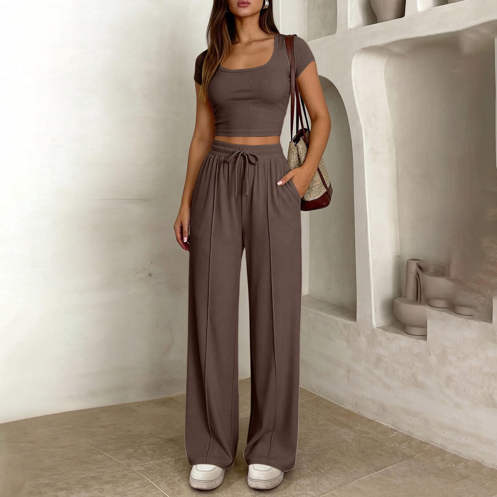 Chbgutlmr 2 Piece Sets for Women Summer Travel Vacation Outfits Short ...