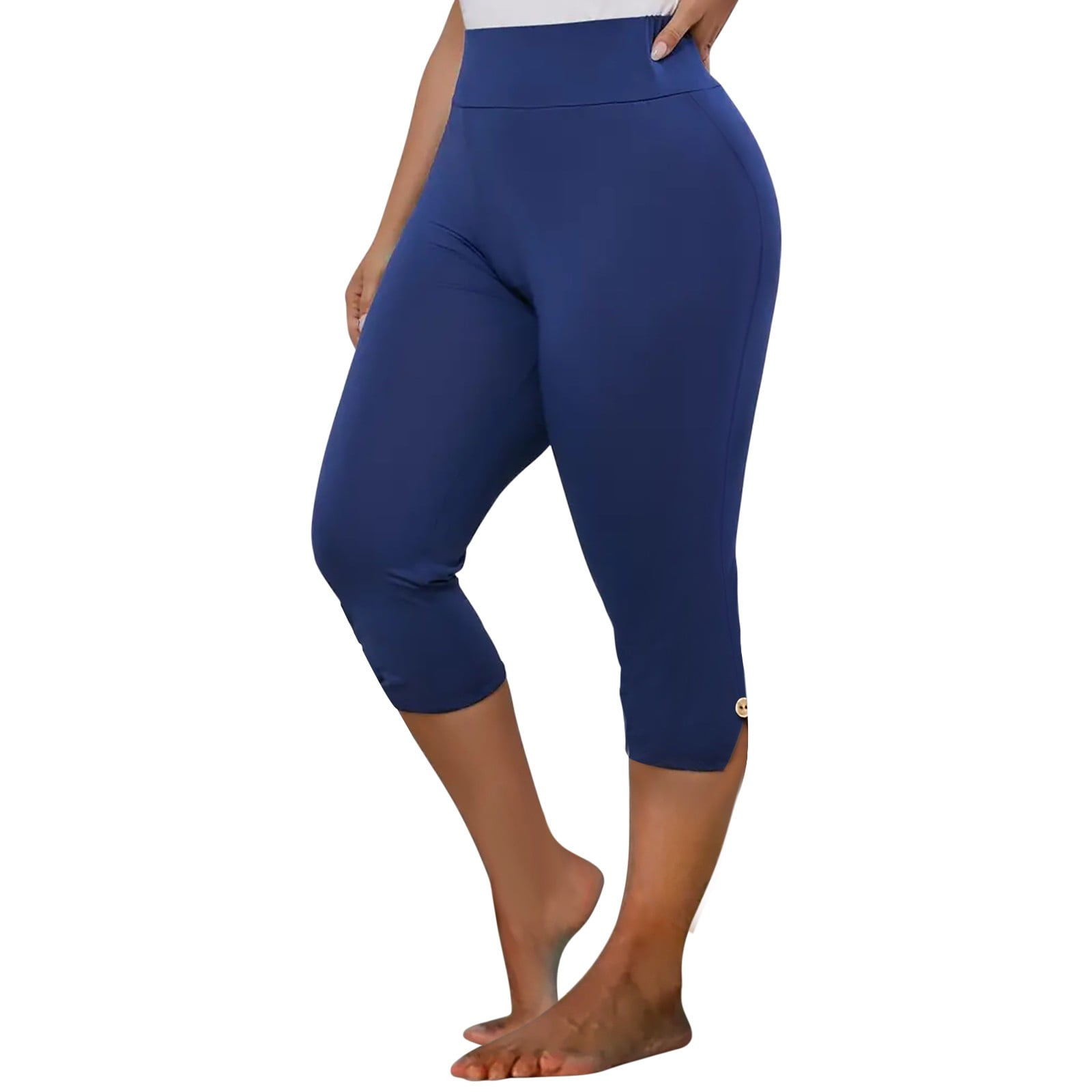 Chbgutlmr Capri Pants for Women Comfy High Waist Side Slit Workout Yoga ...