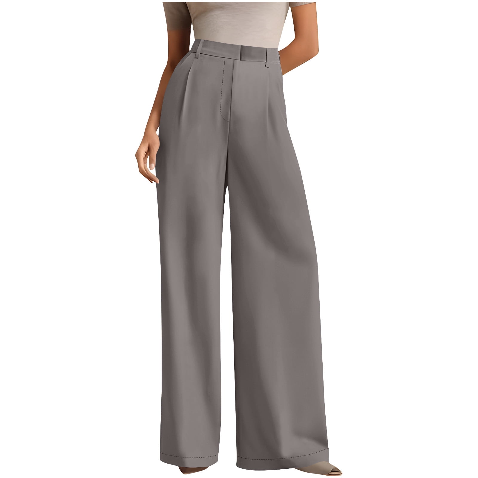 Chbgutlmr Dress Pants Women Pleated Straight Leg Loose Formal Business ...