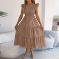 Chbgutlmr Dresses for Women Summer Cap Sleeve Crew Neck Ruffled Hem ...