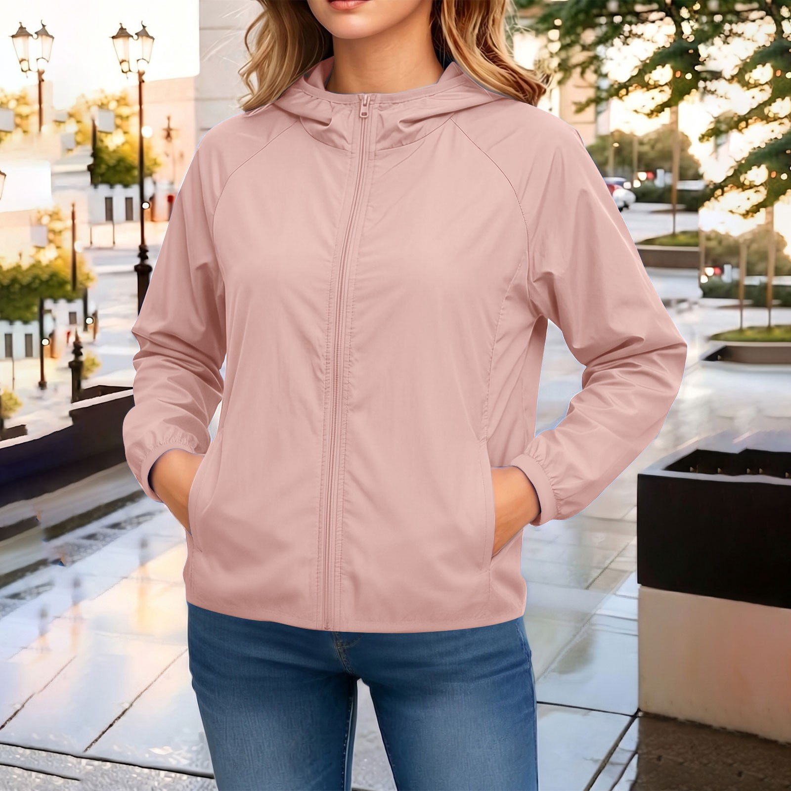 Chbgutlmr Hooded Jackets for Women Long Sleeve Full Zipper Crop Tops ...