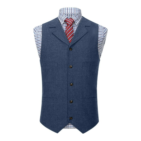 Chbgutlmr Men's Suit Vintage Vests Herringbone Tweed Waistcoat V Neck ...