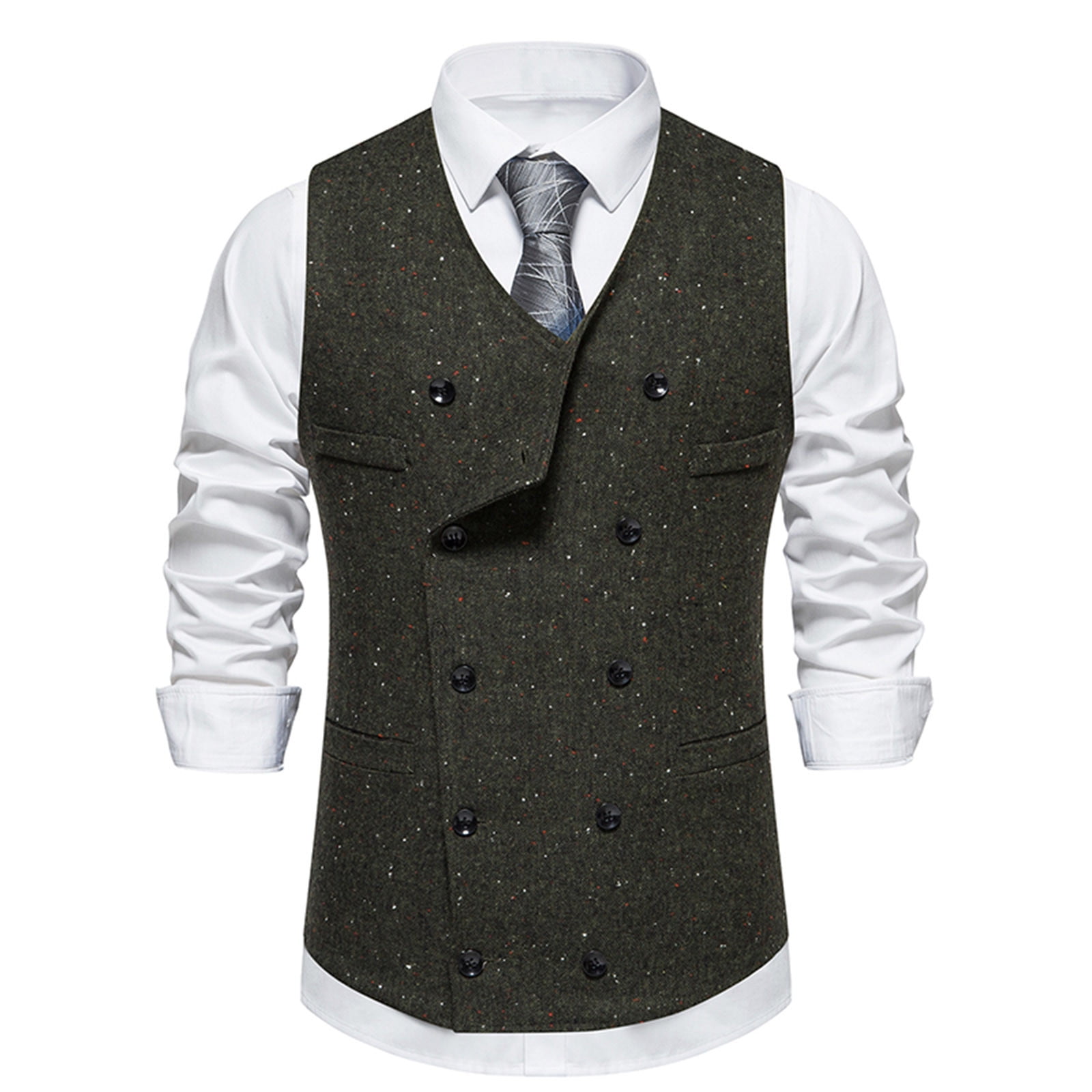Chbgutlmr Mens Formal Vests Double Breasted V Neck Fitted Suit Vests ...