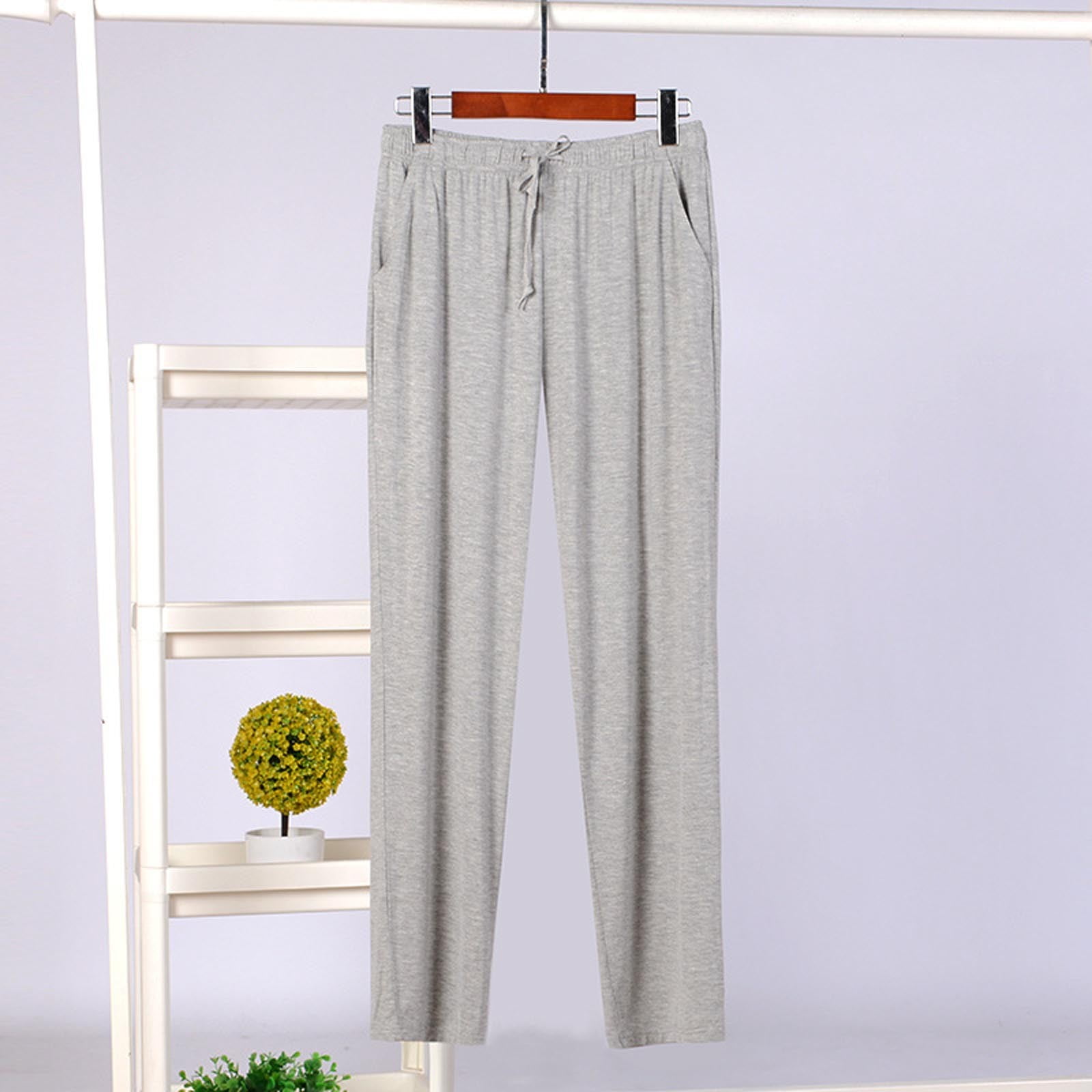 Chbgutlmr Mens Pajamas Pants Elastic Waist Straight Leg Drawstring ...