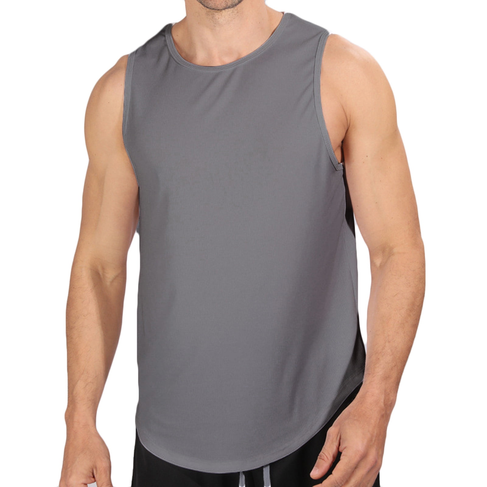 Chbgutlmr Mens Shirts Crewneck Sleeveless Active Loose Basic Tank Tops ...