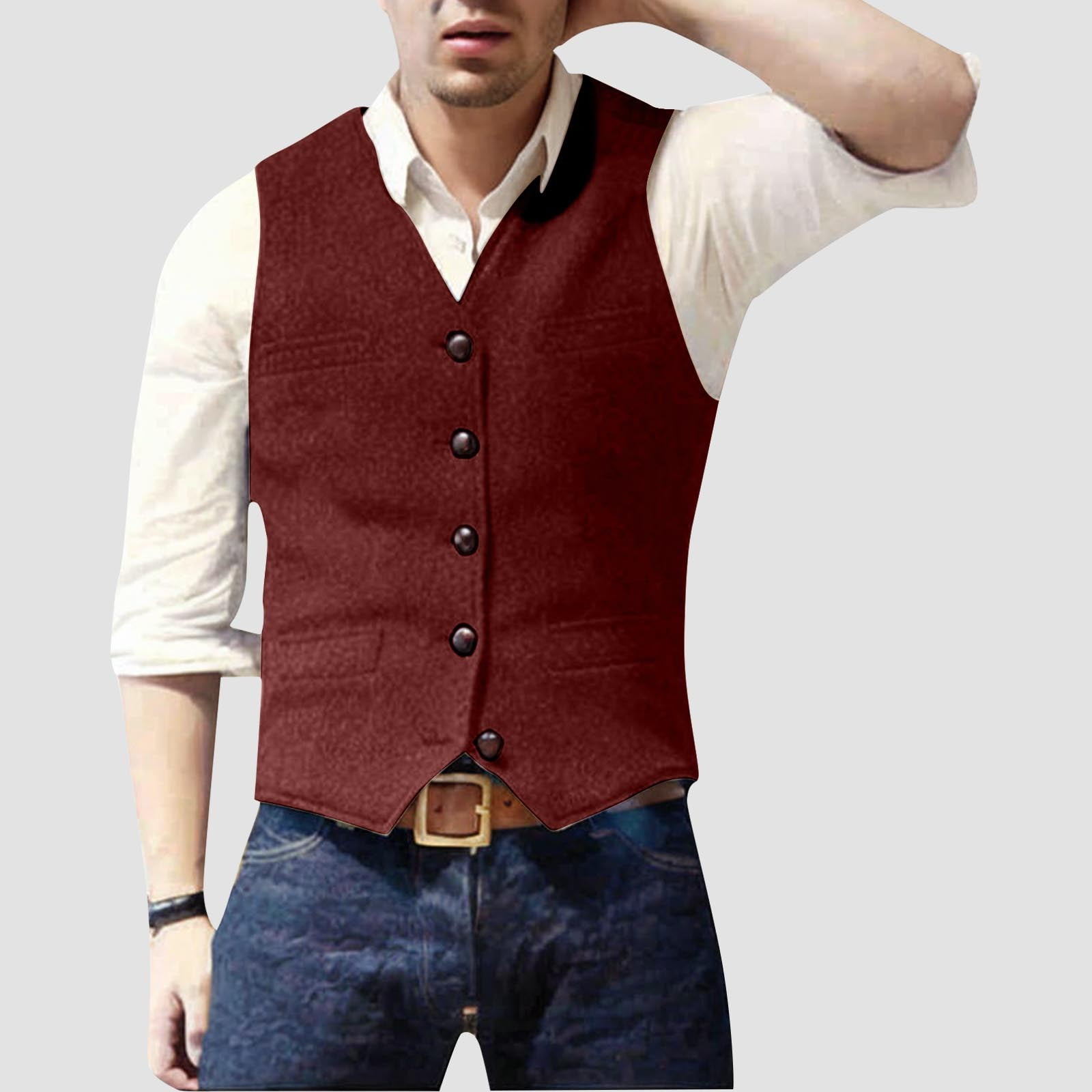 Chbgutlmr Mens Suit Vest Business Casual Spring Dress Vests V Neck ...