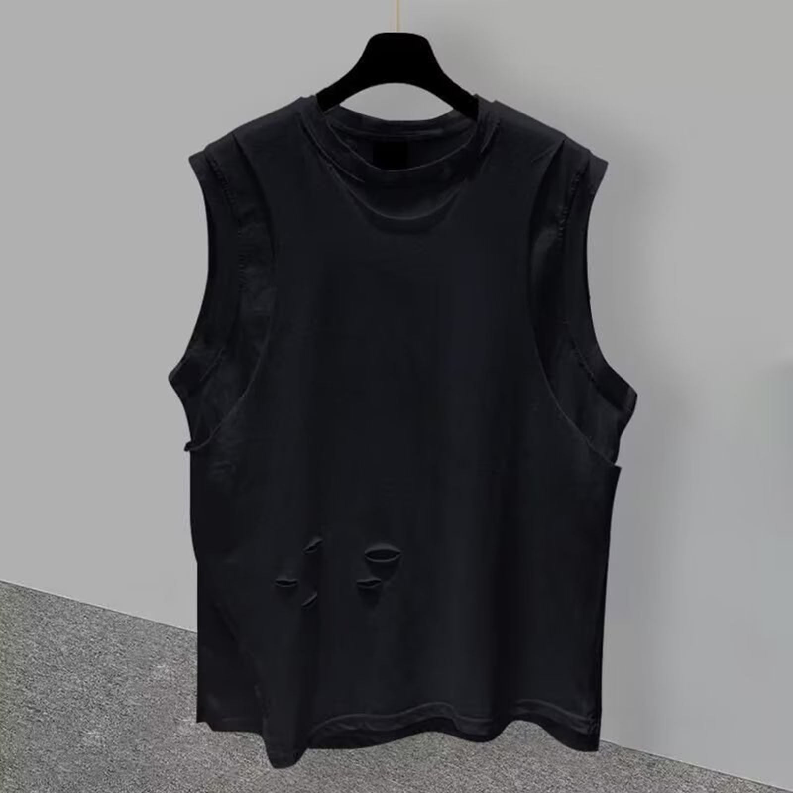 Chbgutlmr Mens Tank Tops Sleeveless Crew Neck Ripped T Shirts Casual ...