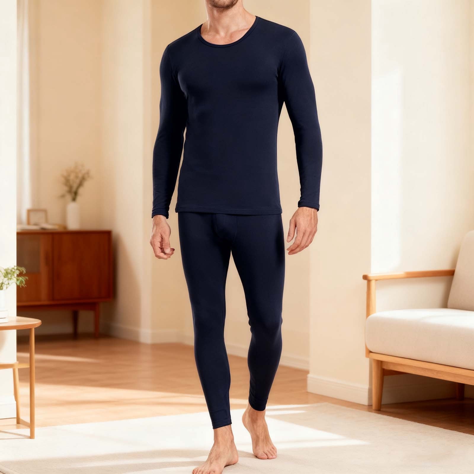 Chbgutlmr Mens Thermal Underwear Long Sleeve Scoop Neck Shirts Ankle ...