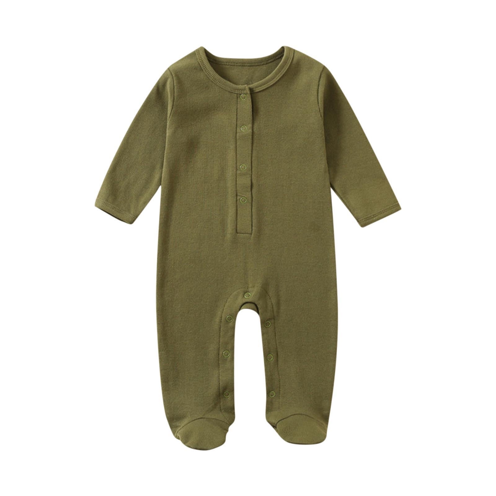 Chbgutlmr Newborn Baby Clothes Boy Girls Toddler Footed Button Onesie ...