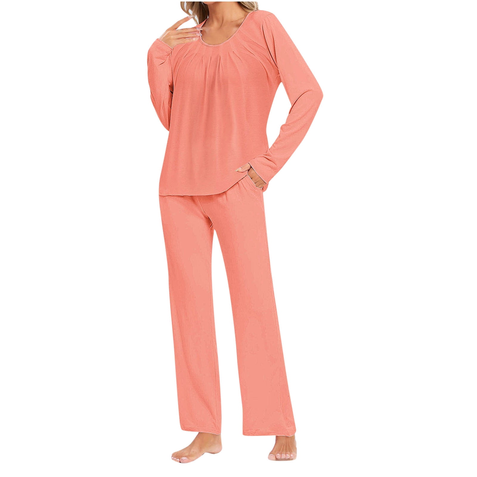 Chbgutlmr Pajamas Set for Women 2024 Fall Trendy Long Sleeve Top Wide ...