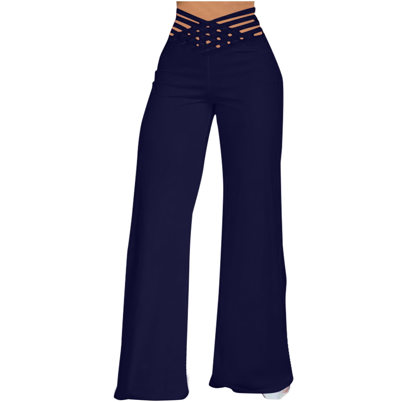 Chbgutlmr Pants for Women Crossed High Waisted Cutout Loose Casual Fall ...