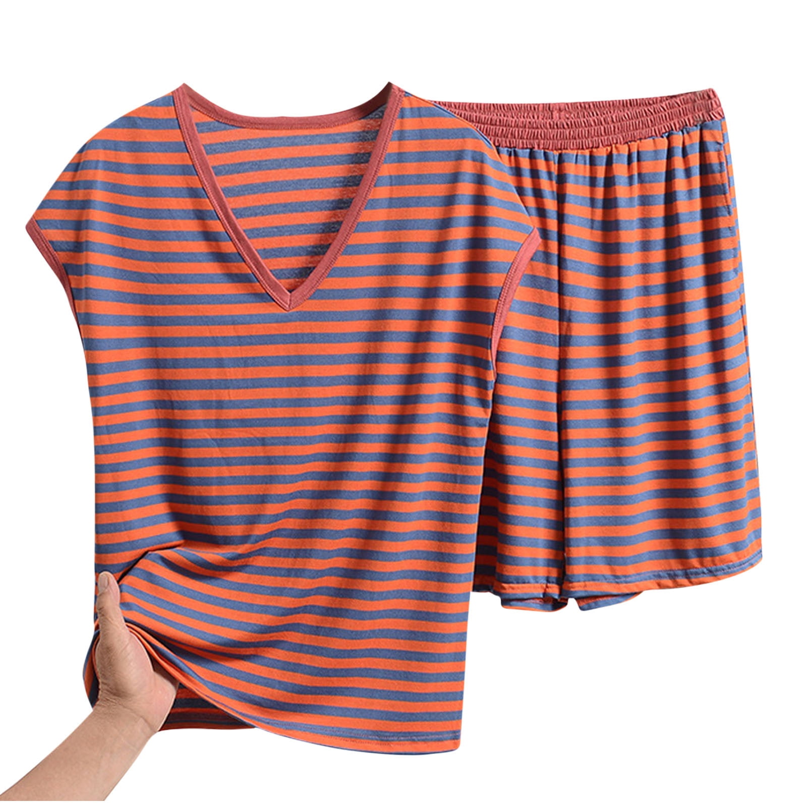 Chbgutlmr Plus Size Pajamas for Women Sets Lounge V Neck Short Sleeve ...