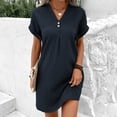 Chbgutlmr Summer Dress for Women Rolled Short Sleeve V Neck Button ...