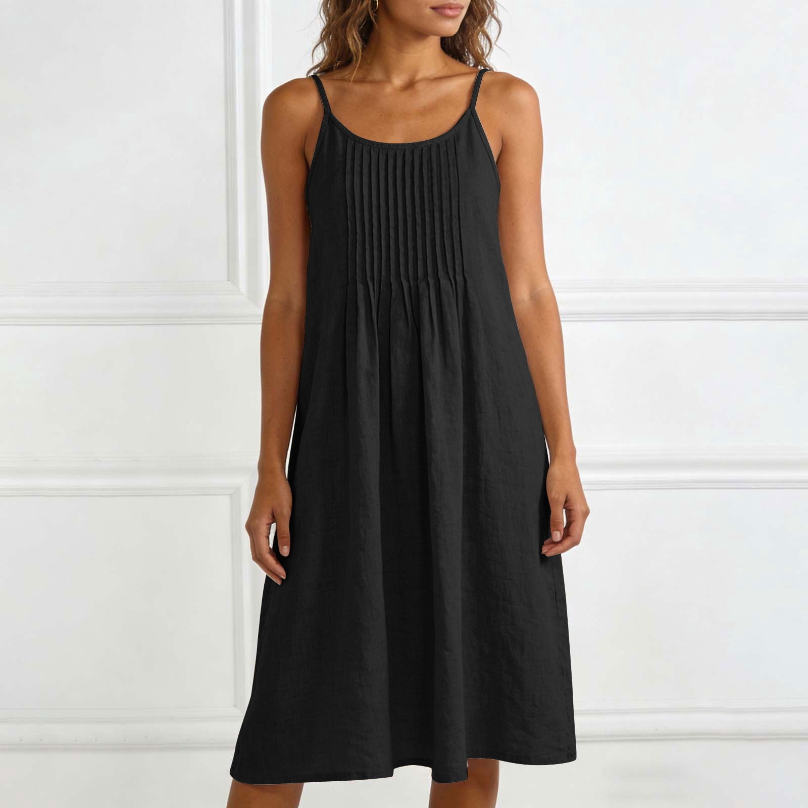 Chbgutlmr Sundresses for Women Sleeveless Spaghetti Strap Round Neck ...