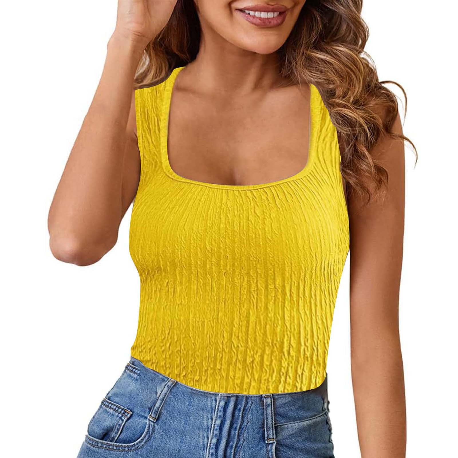Chbgutlmr Tank Top for Women Square Neck Sleeveless Skinny Backless ...