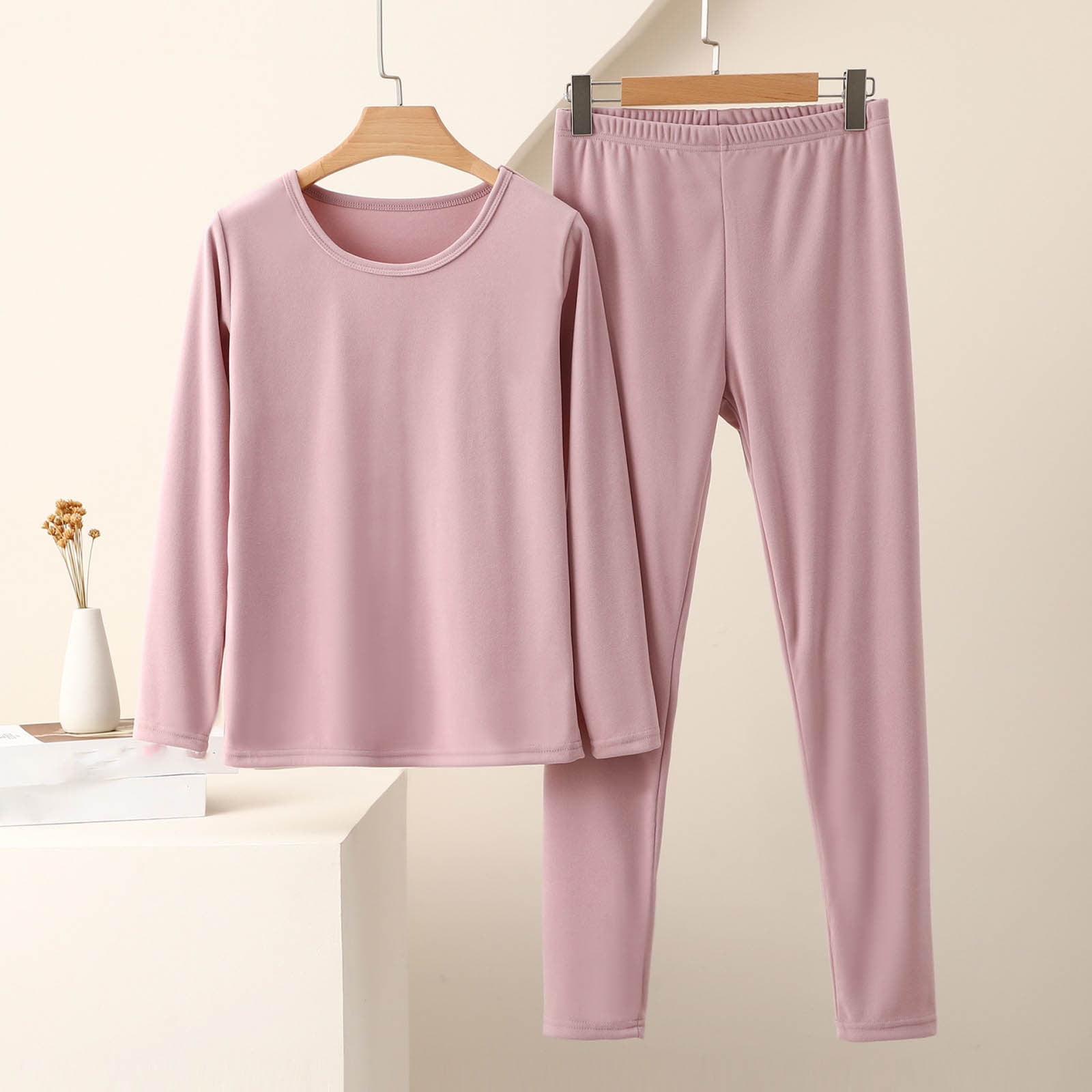 Chbgutlmr Thermal Underwear Set for Women Long Sleeve Crew Neck Shirt ...