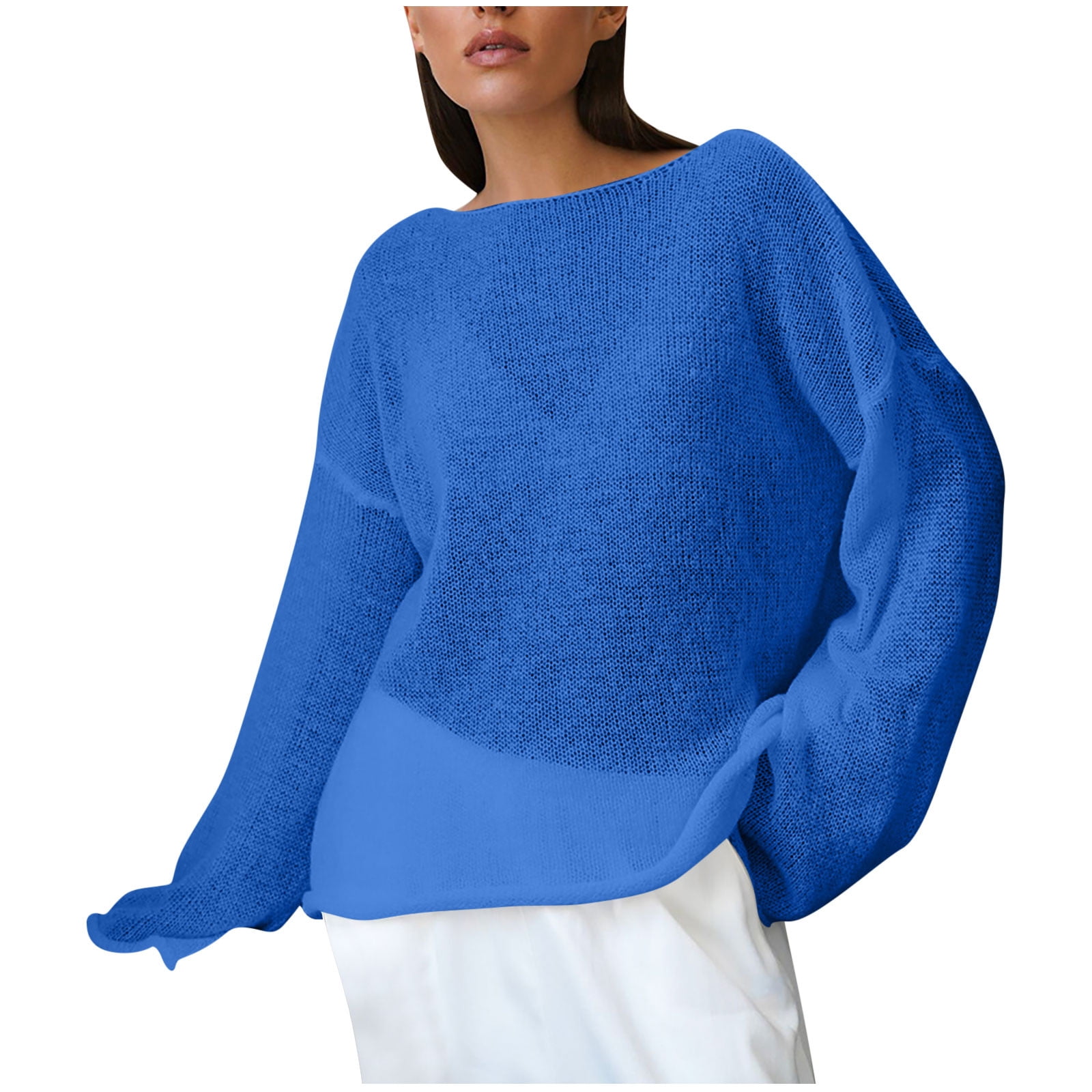 Chbgutlmr Tops for Women Crewneck Long Sleeve Casual Loose Pullover ...