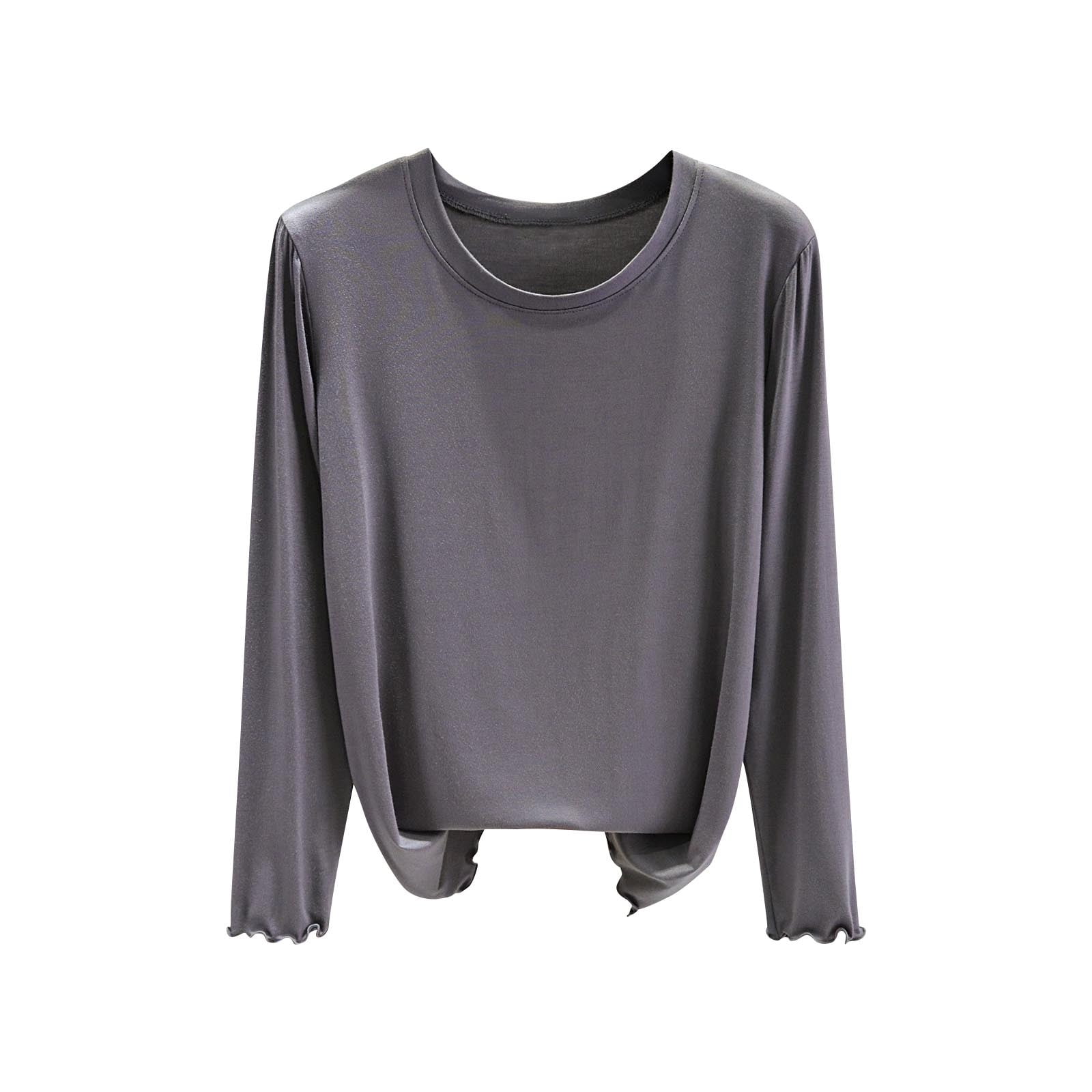 Chbgutlmr Tops for Women Ruffle Long Sleeve Pajamas Tops Crewneck ...