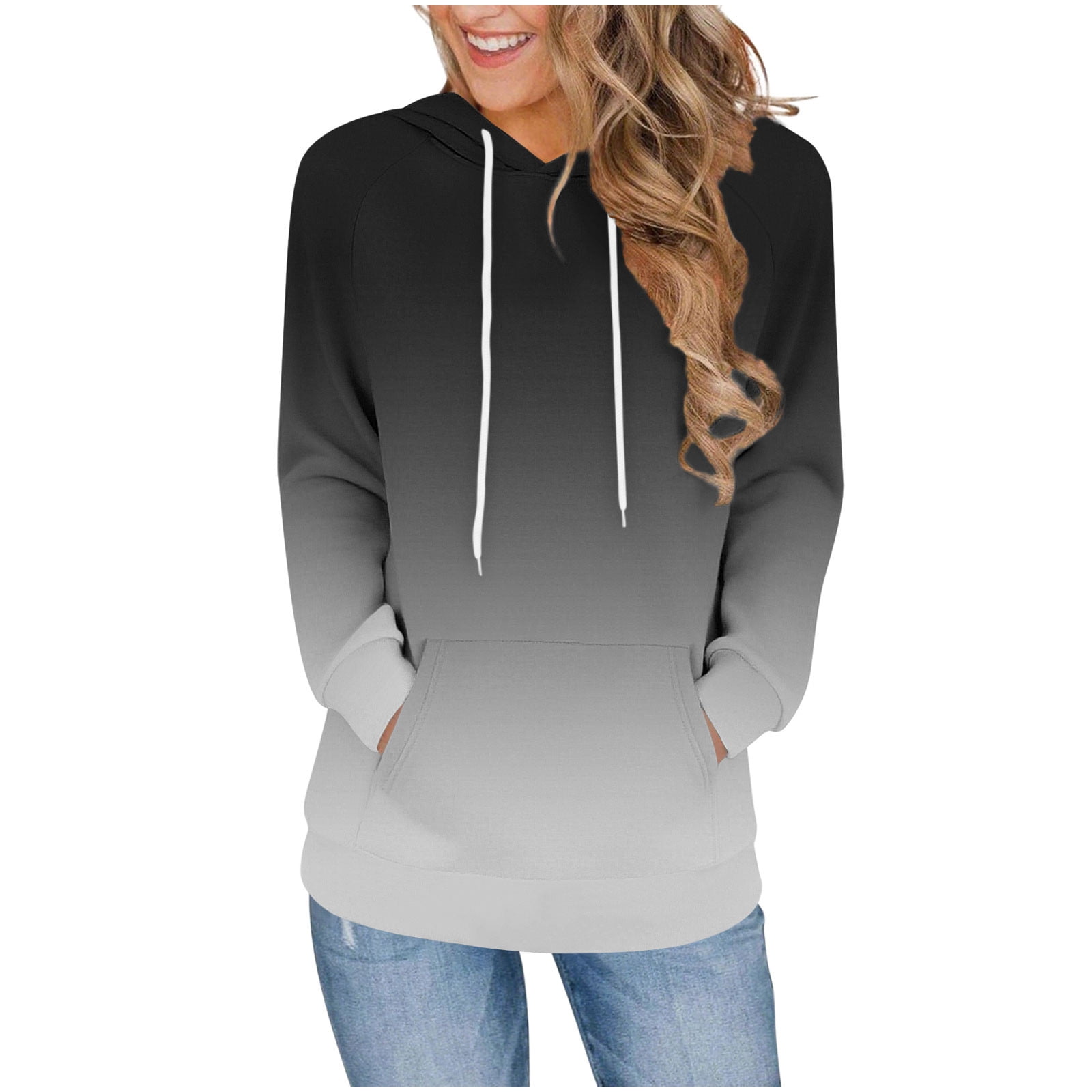 Chbgutlmr Womens Hoodies Fall Long Sleeve Sweatshirt Gradient Color ...
