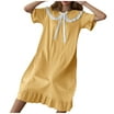 Chbgutlmr Womens Pajamas Long Nightgown Tie Strap Ruched Crewneck Comfy ...