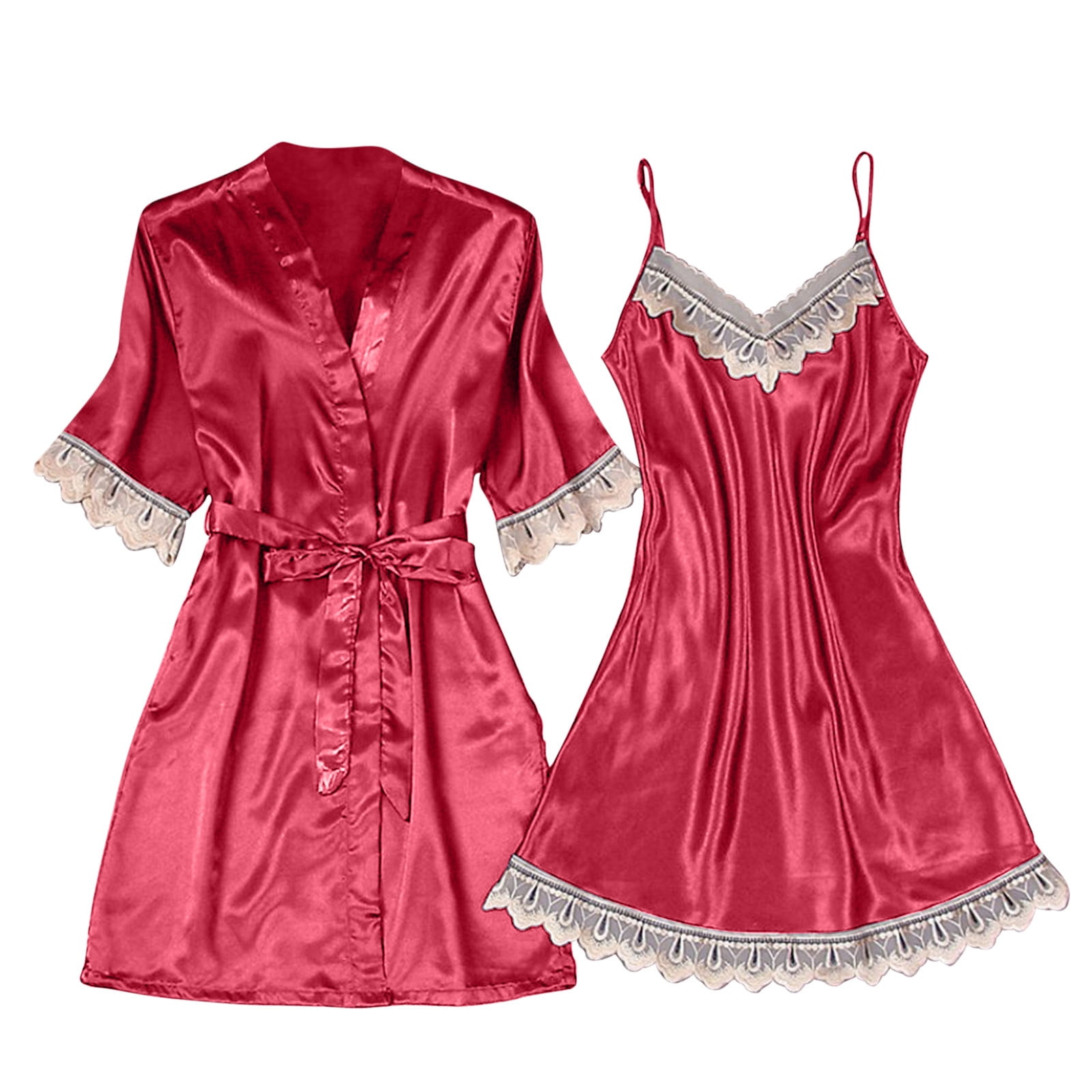 Chbgutlmr Womens Pajama Sets 2 Piece Stain V Neck Spaghetti Strap ...
