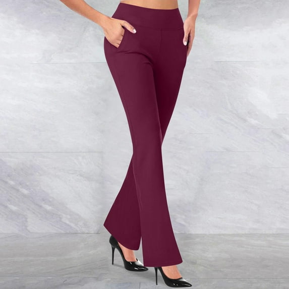 Chbgutlmr Womens Pants High Waist Bell Bottom Fitted Flare Pants with ...