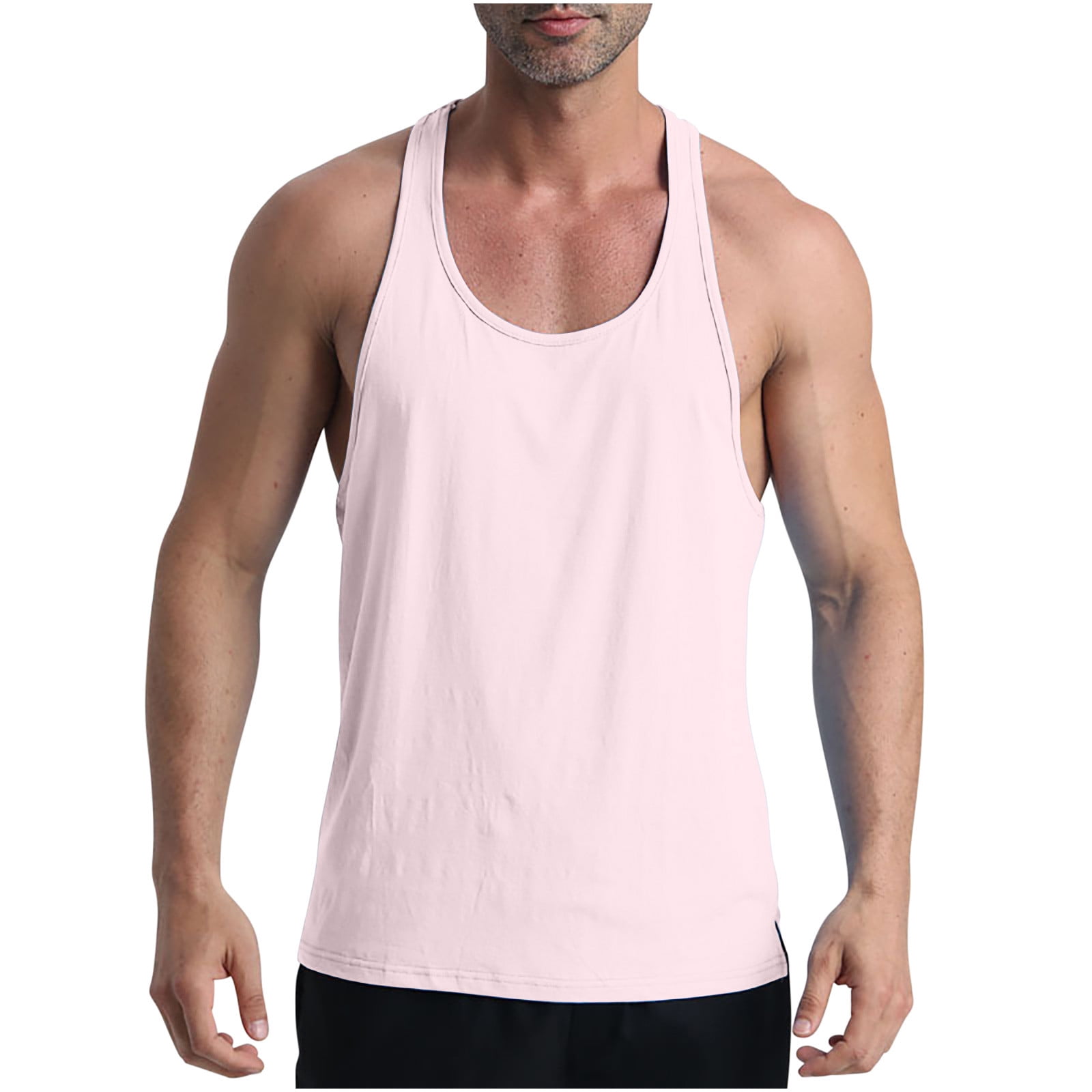 Chbgutlmr Workout Shirt for Men U Neck Sleeveless Racerback Basic ...