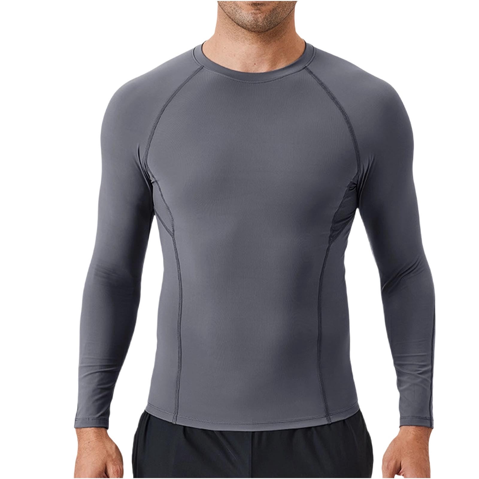 Chbgutlmr Workout Tops for Men Long Sleeve Tight Gym Athletic Shirts ...