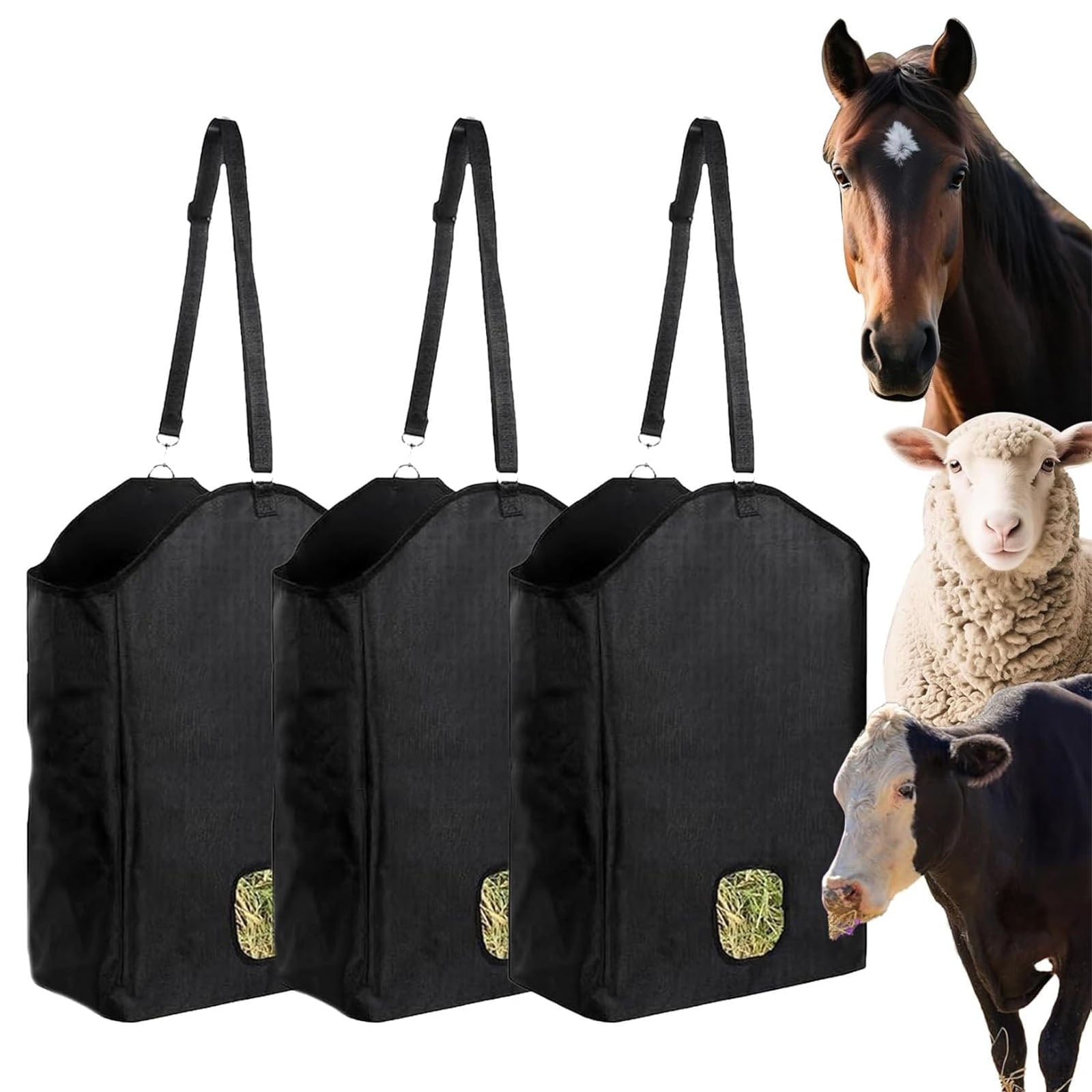 Che Yi Bao 3 PCS Hay Bags 18"x7"x13.8" for Horses,Goats,Donkeys with ...